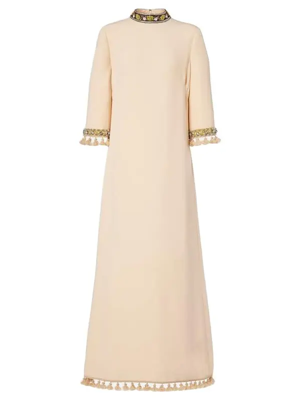 Valentino Garavani Cady Couture Embellished Silk Gown - Beige