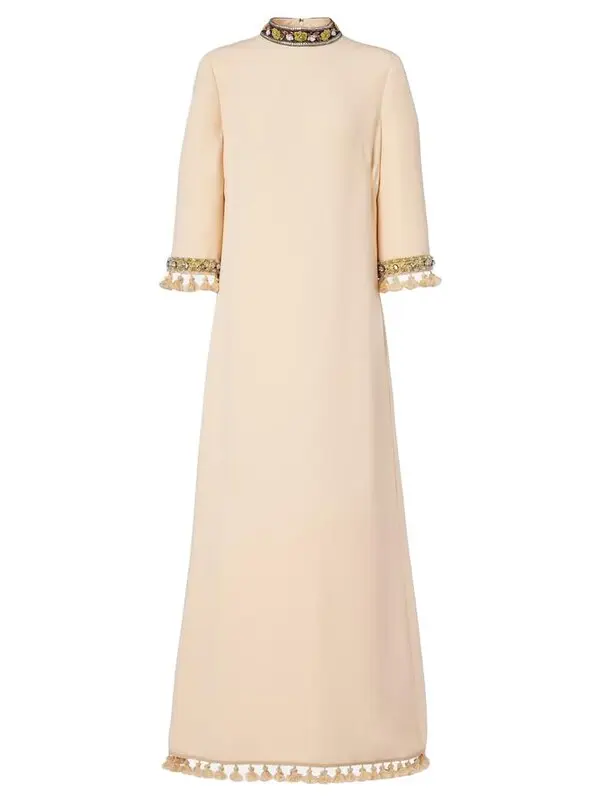 Valentino Garavani Cady Couture Embellished Silk Gown - Beige