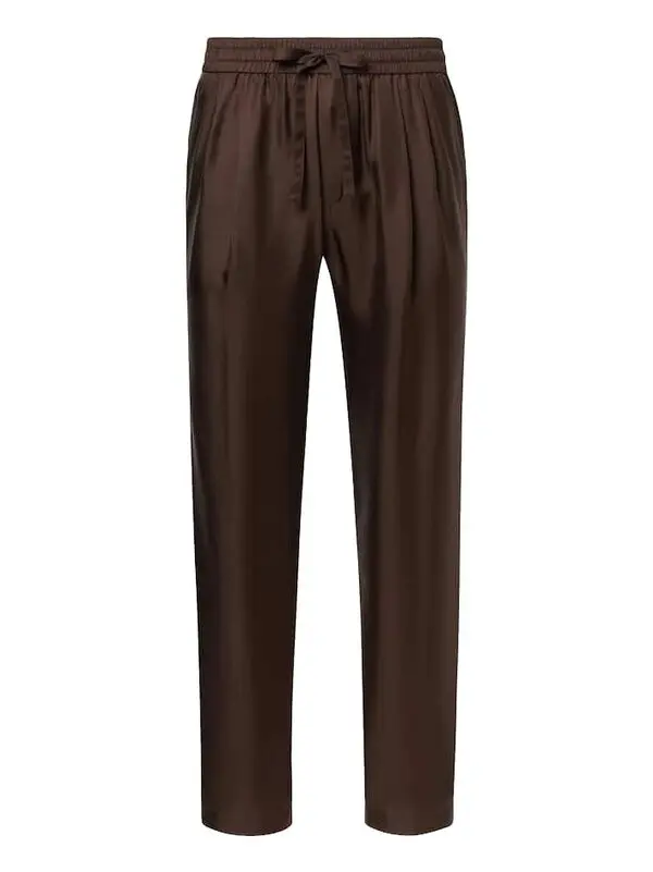 Dolce & Gabbana Tapered Silk Twill Pants - Brown