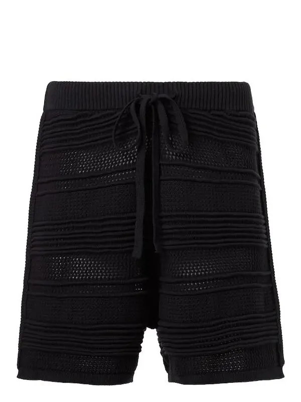 Commas Cotton-blend Crochet Bermuda Shorts - Black