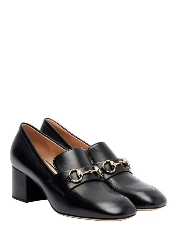 Gucci Lady Horsebit Leather Loafer Pumps - Black