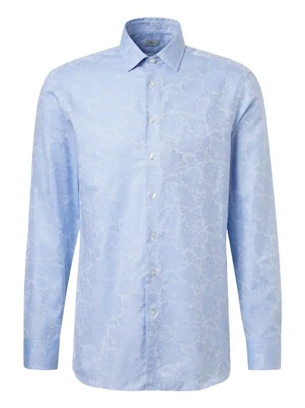 Etro Floral Cotton Jacquard Shirt - Blue