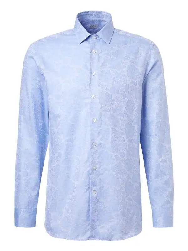 Etro Floral Cotton Jacquard Shirt - Blue