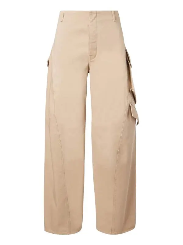Alaïa Cotton Cargo Trousers - Beige
