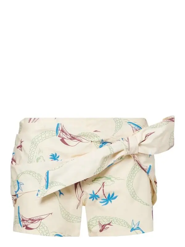 Rabanne Layered Printed Cotton Shorts - Beige