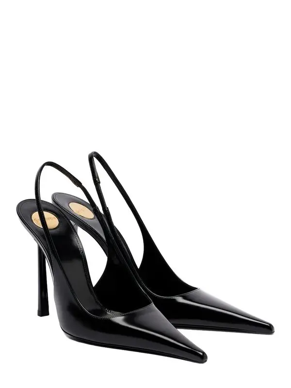 Saint Laurent Vendome 110 Leather Slingback Pumps - Black