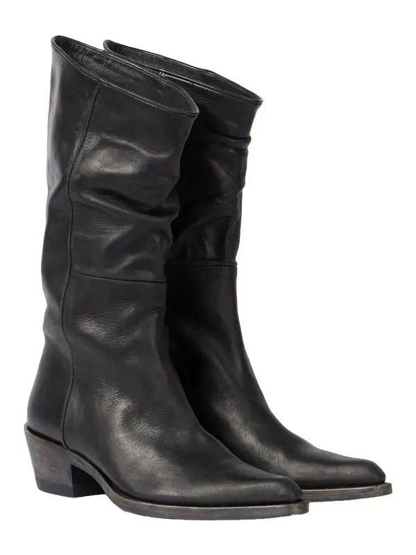 Khaite Clive Leather Mid-calf Boots - Black