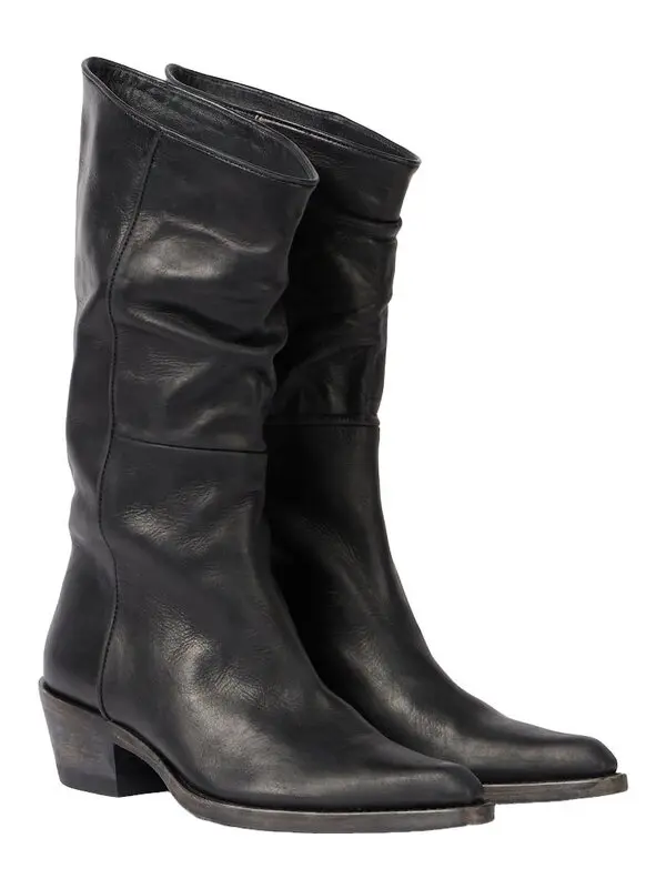 Khaite Clive Leather Mid-calf Boots - Black
