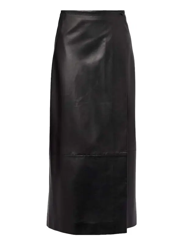 Khaite Quinn Leather Wrap Skirt - Black