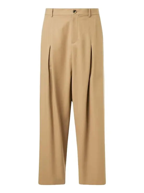 Loewe Cotton Twill Wide-leg Trousers - Beige