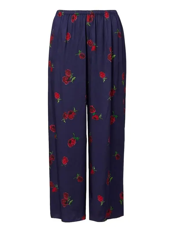 Khaite Mindy Printed Twill Wide-leg Pants - Blue