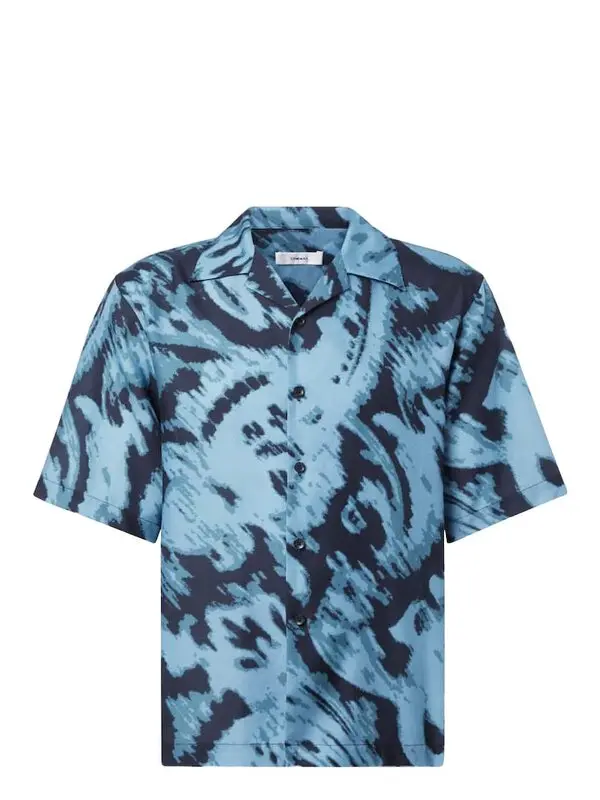 Commas Printed Cotton And Silk Twill Shirt - Blue