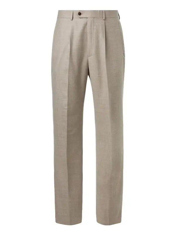 Dunhill Wool Twill Straight Pants - Beige
