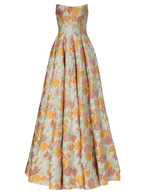 MARKARIAN Floral Lamé Brocade Corset Gown - Multicoloured