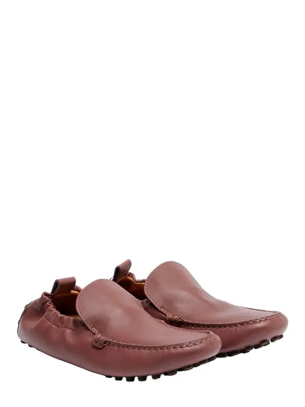 TOD'S Gommino Leather Loafers - Burgundy