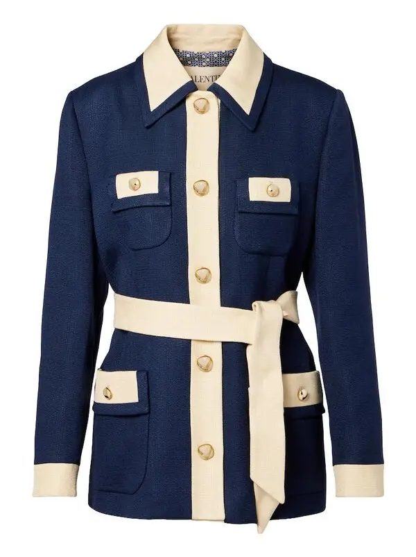 Valentino Garavani Belted Viscose Jacket - Blue