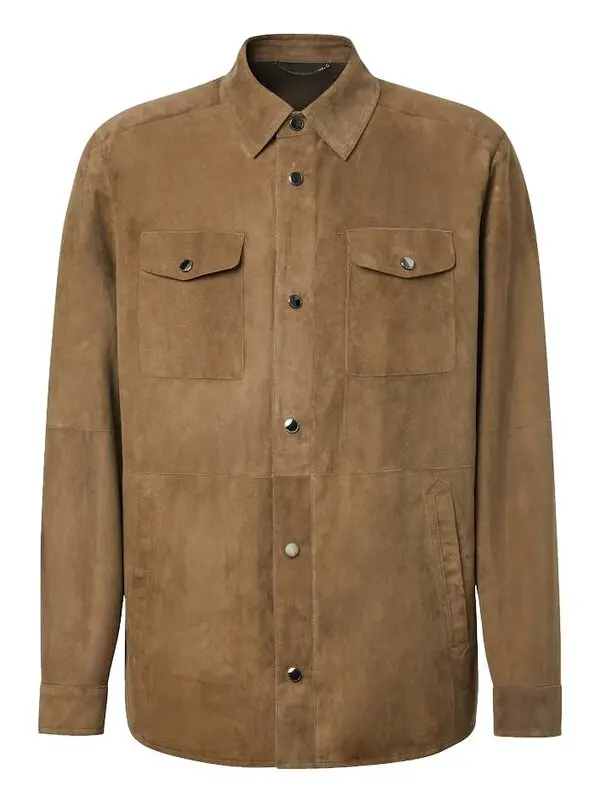 Canali Suede Overshirt - Brown