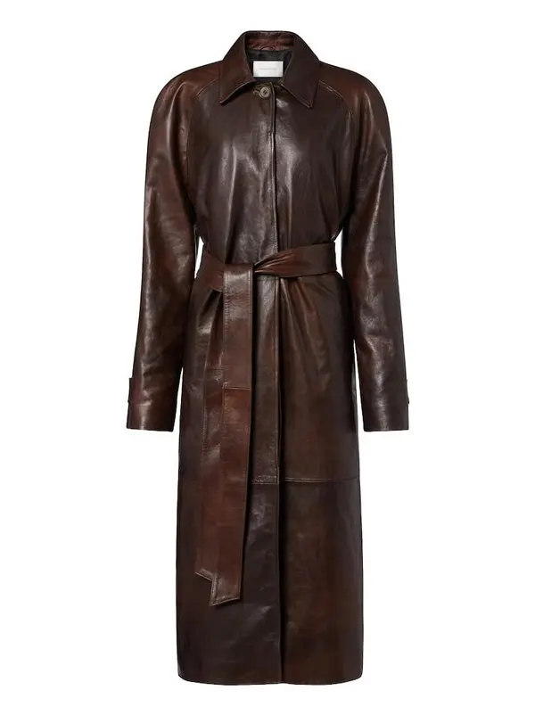 Magda Butrym Leather Wrap Coat - Brown