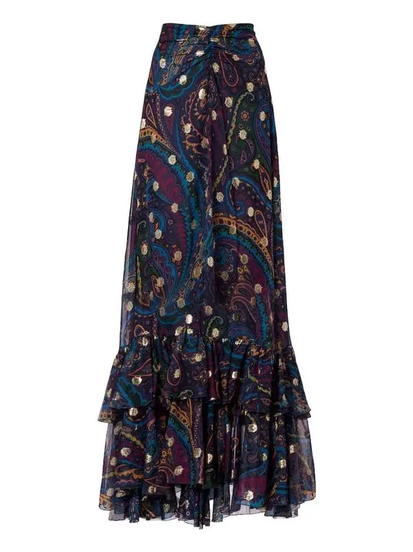 Etro Paisley Silk Maxi Skirt With Ruffle Detail - Multicoloured
