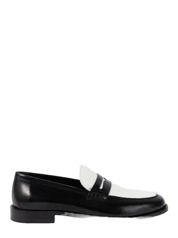 Manolo Blahnik Perry Leather Penny Loafers - Black