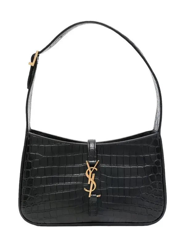 Saint Laurent 5a7 Crocodile-effect Shoulder Bag - Black