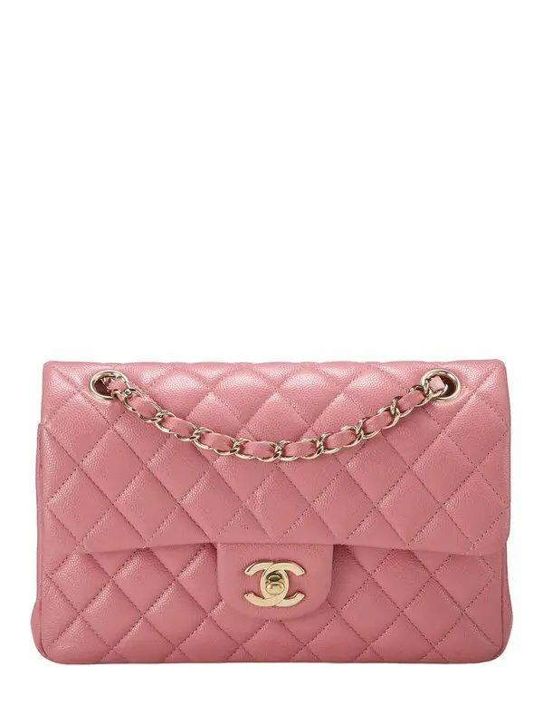 Chanel Quilted Caviar Classic Double Flap Small - Pink