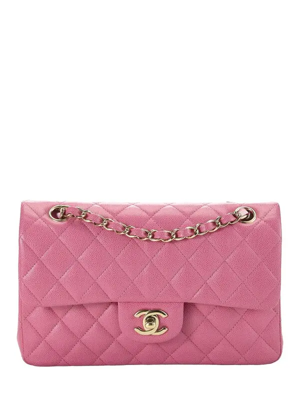 Chanel Quilted Caviar Classic Double Flap Small - Pink