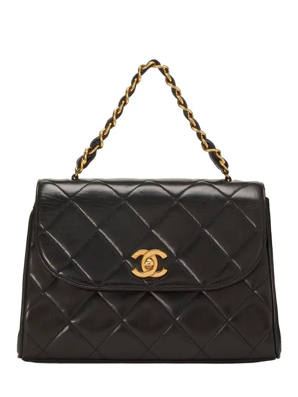 Chanel Quilted Lambskin Chain Handbag - Black