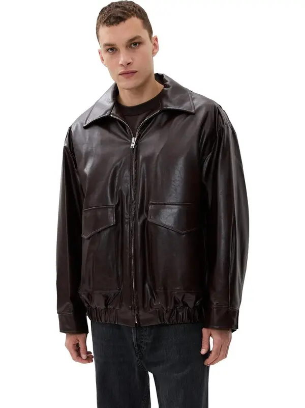 MAISON MARGIELA Faux Leather Sports Jacket - Burgundy