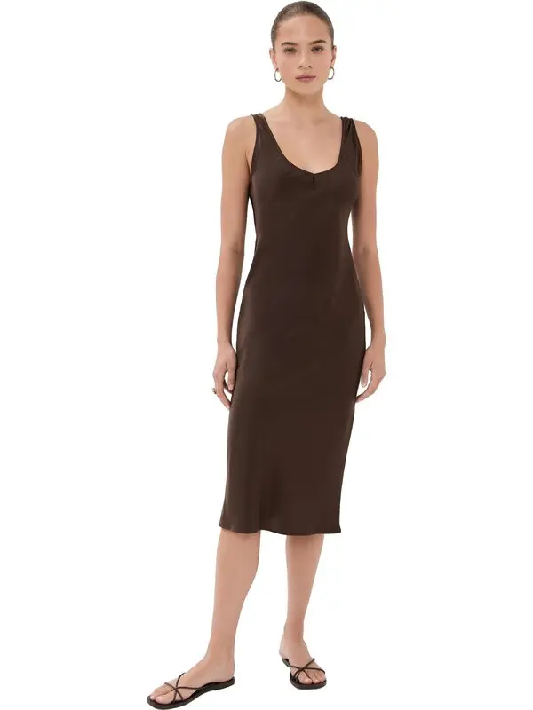 LE BOP Jackie Silk Dress - Chocolate Brown