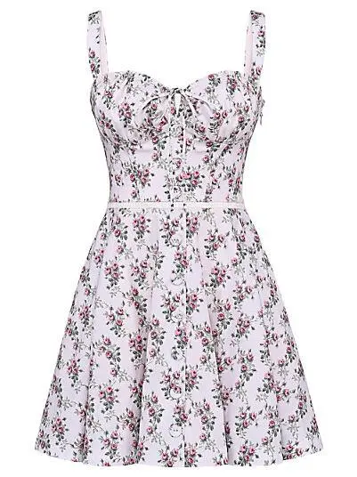House Of Cb Calia Floral-print Mini Dress - Cream Rose Print