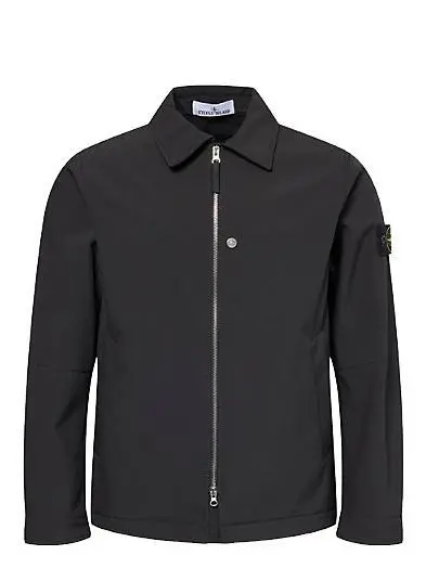 Stone Island Soft Shell-r E.dye Pointed-collar Jacket - Black