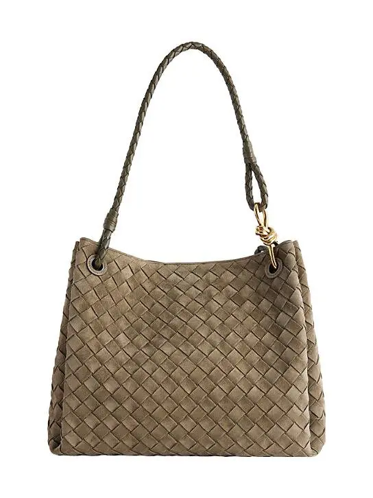 Bottega Veneta Parachute Medium Suede Tote Bag - Cypress-muse Brass