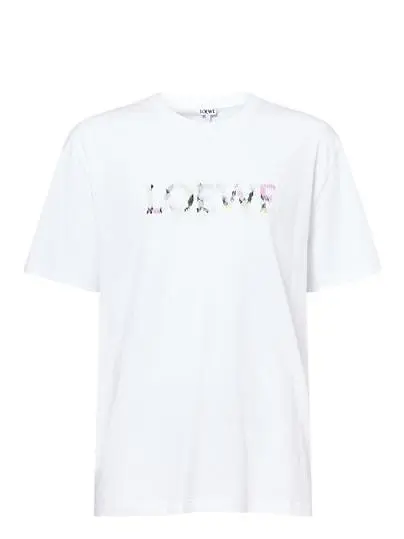 Loewe Brand-print Relaxed-fit Cotton-jersey T-shirt - White