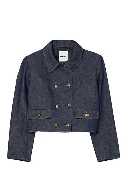 Sandro Flap-pocket Double-breasted Denim Jacket - Deep Blue