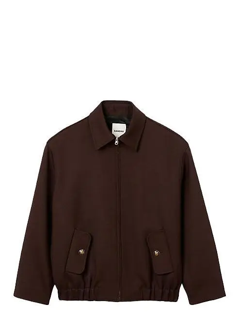Sandro Oversized Zip-up Woven Jacket - Brown