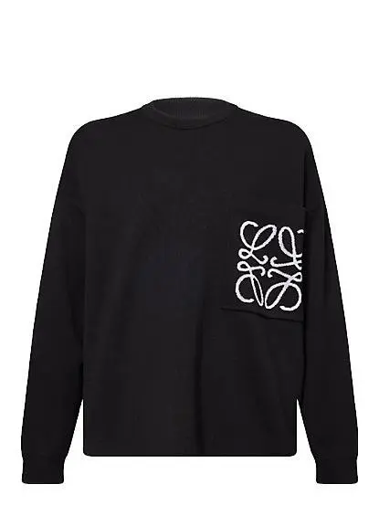 Loewe Anagram Crewneck Knitted Jumper - Black/white