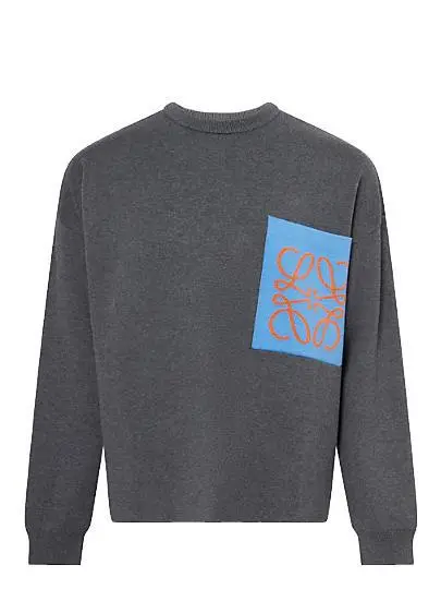 Loewe Anagram Knitted Jumper - Grey/blue