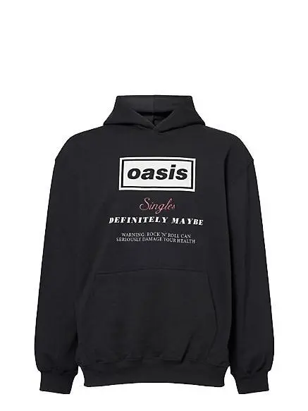 OASIS Relaxed-fit Cotton-jersey Hoody - Black