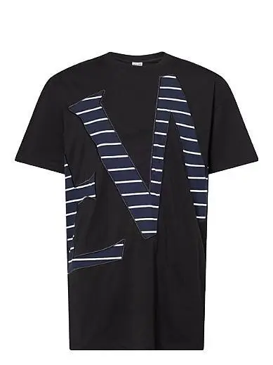Loewe Striped-patch Relaxed-fit Cotton-jersey T-shirt - Black