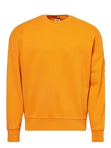 C.P. COMPANY Branded-lens Patch Crewneck Cotton Sweater - Russet Orange