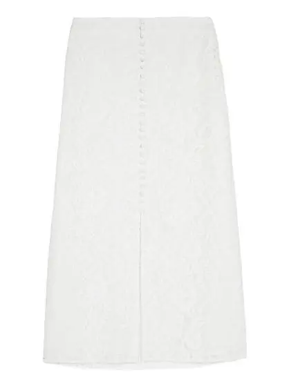 The Kooples Lace-embroidered Button-down Woven Midi Skirt - Ecru
