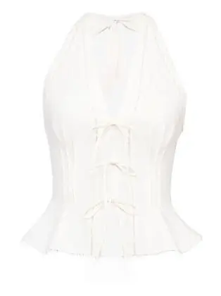 House Of Cb Elena Peplum-hem Stretch-cotton Top - White