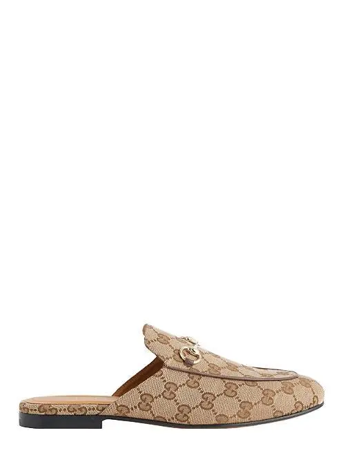 Gucci Princetown Gg Canvas Mules - Beige Ebony