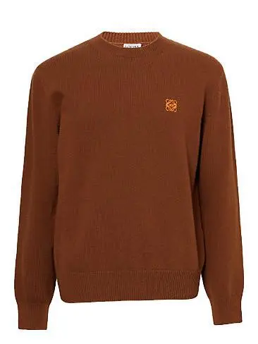 Loewe Anagram Crewneck Wool Jumper - Brown