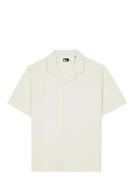 The Kooples Camp-collar Waffle-textured Cotton Shirt - Ecru