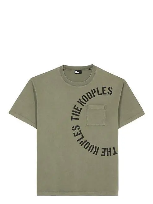 The Kooples Logo-print Short-sleeve Cotton T-shirt - Kaki
