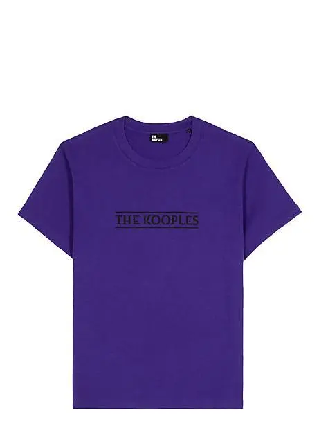 The Kooples Logo-print Short-sleeve Cotton T-shirt - Electric Blue