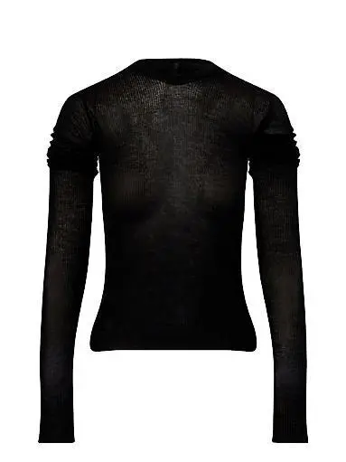 Rick Owens Cropped Hooded Knitted Top - Black