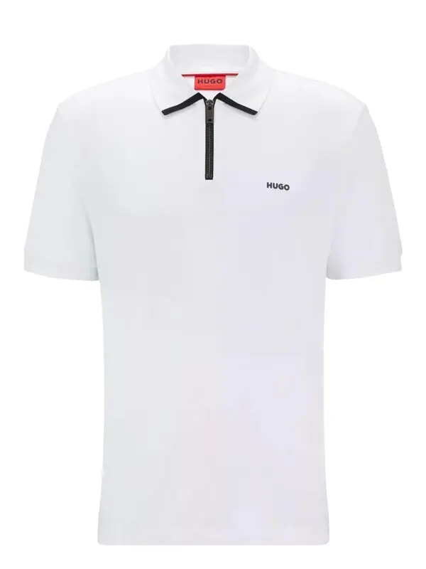 Hugo Zip-up Polo Shirt - White